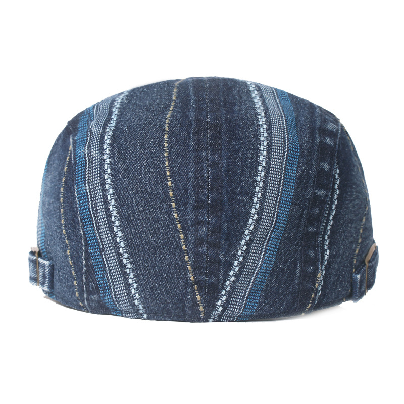 Adjustable Striped Denim Newsboy Cap Blue Bazics | South Africa | Zando