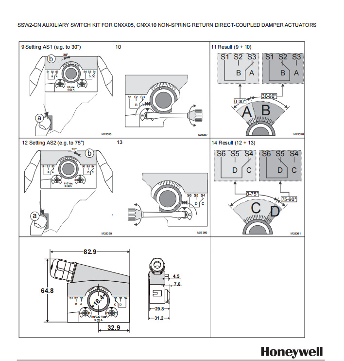 Honeywell霍尼韦尔SW2-CN SSW2-CN风阀执行器装配套辅助反馈开关-阿里巴巴