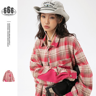 STIWAUP小众潮牌格子衬衫复古破坏拼接长袖衬衣男女情侣开衫C464-阿里巴巴