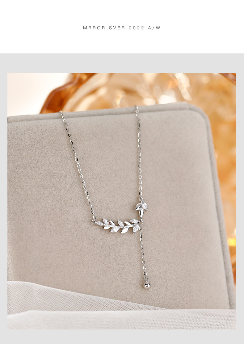 蒂奇新款925纯银麦穗流苏项链女甜美气质锁骨链小清新少女感首饰-阿里巴巴