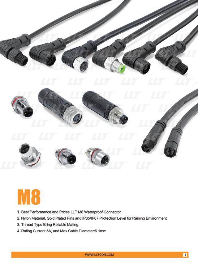 M8连接器 螺纹对接防水航空插头 2芯3芯4芯信号防水连接器 传感器-阿里巴巴