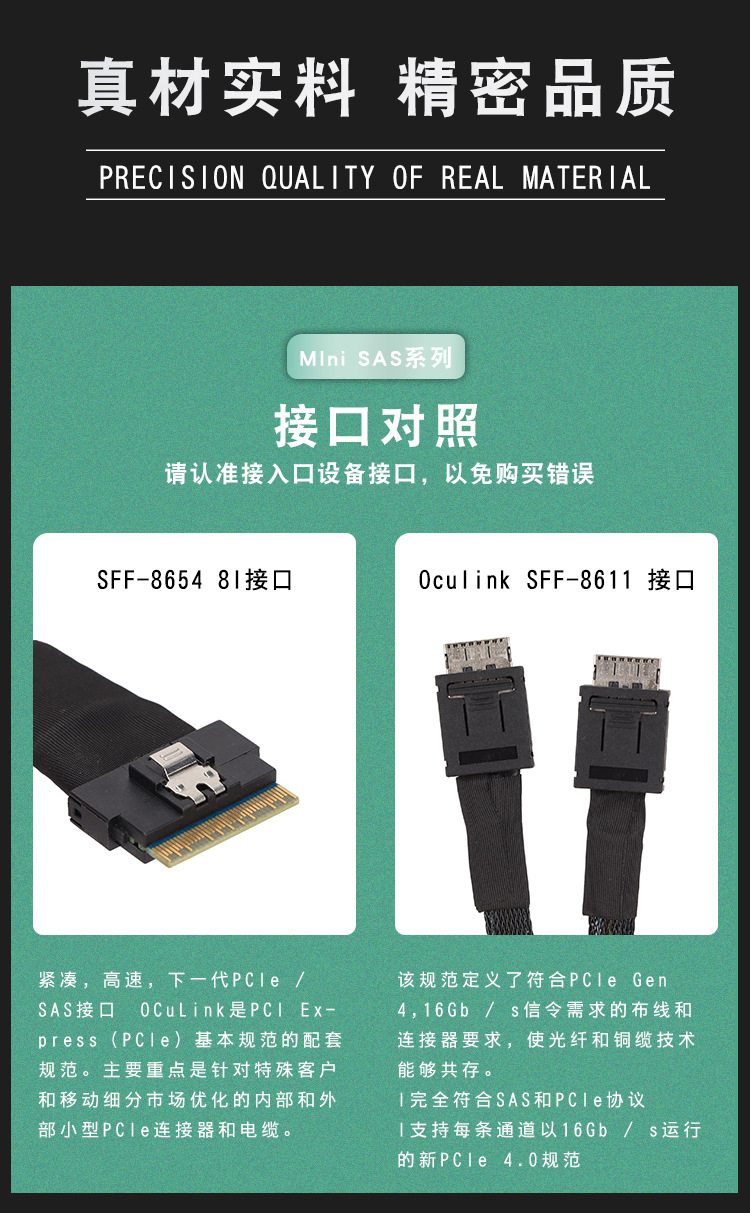 SlimsasSFF-8654 8i转OculinkSFF-86114i*2服务器高速数据线缆-阿里巴巴
