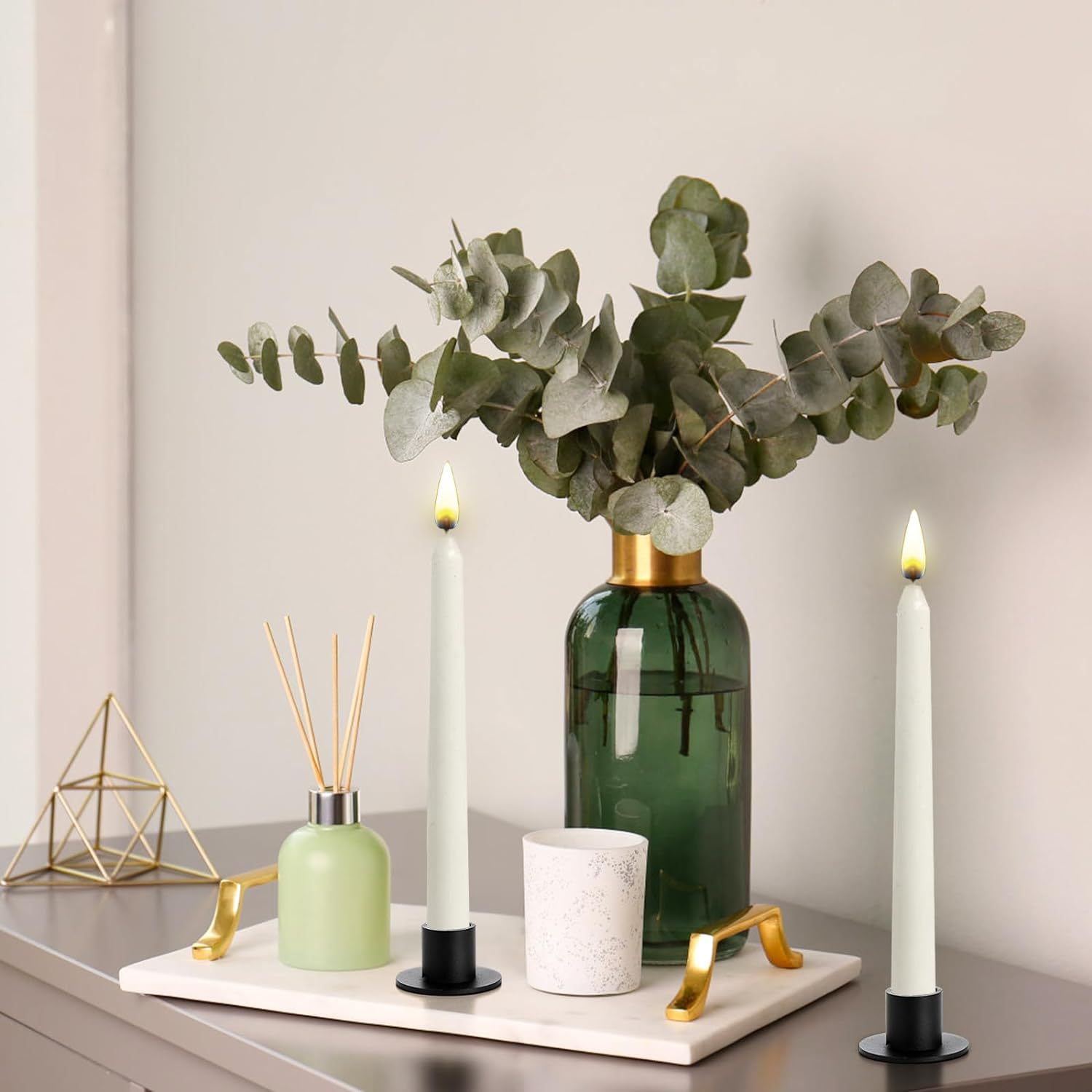 欧式铁艺餐桌烛台婚庆烛台跨境电商圆形小烛台摆件黑色杆蜡烛E18-阿里巴巴