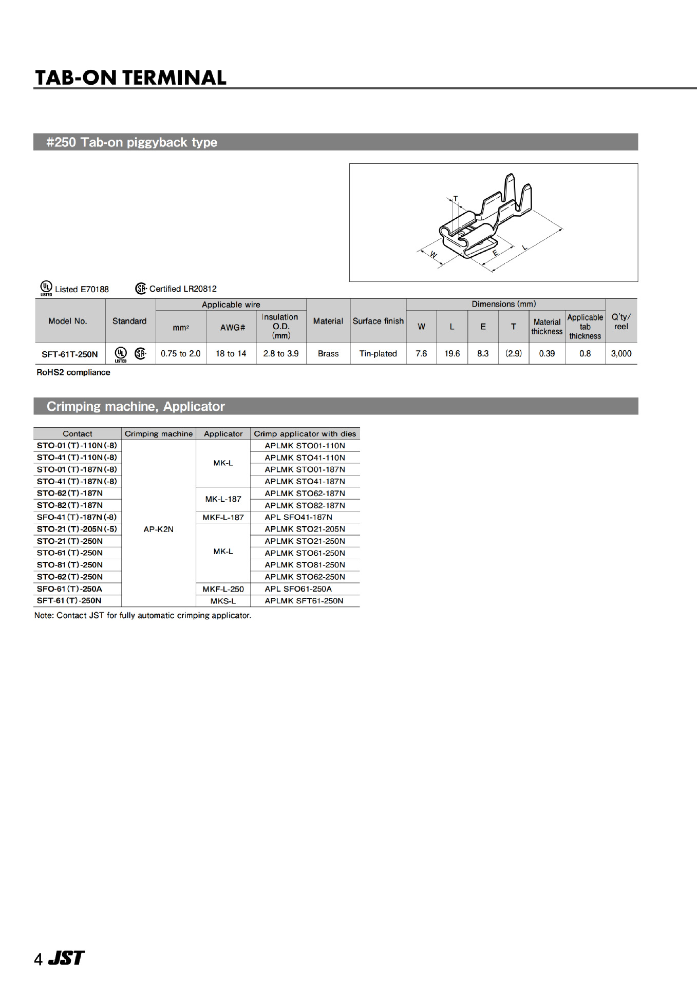 供应SFO-41T-P187N-8旗形端子 黄铜镀锡 JST原厂正品-阿里巴巴