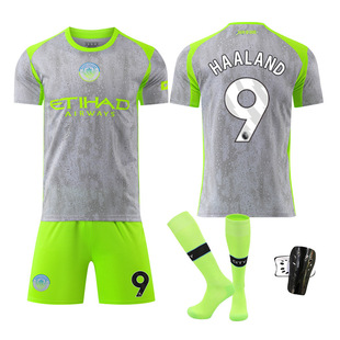 A2526曼城二客荧光绿9号哈兰德球衣47福登7马尔穆什儿童足球服-阿里巴巴