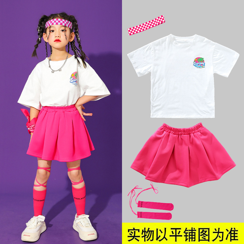 Pink hiphop dance costumes for Girls rapper singers children school ...