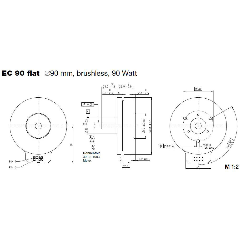 MAXON 转子无刷直流电机 EC90 flat 90W 24V 带霍尔传感器 323772-阿里巴巴