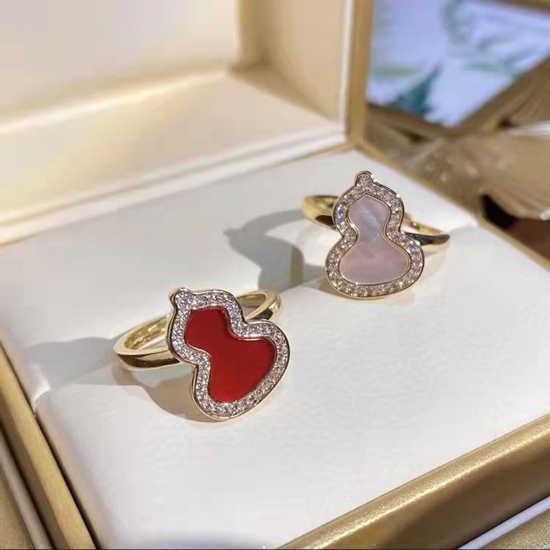 福禄红玛瑙葫芦戒指女情侣满钻对戒简约时尚网红爆款活口可调节-阿里巴巴