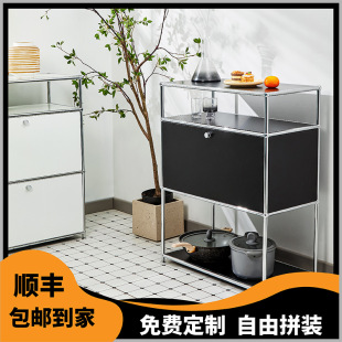 USM柜子模块组合中古不锈钢多功能简约ins风装饰餐边柜收纳柜斗柜-阿里巴巴