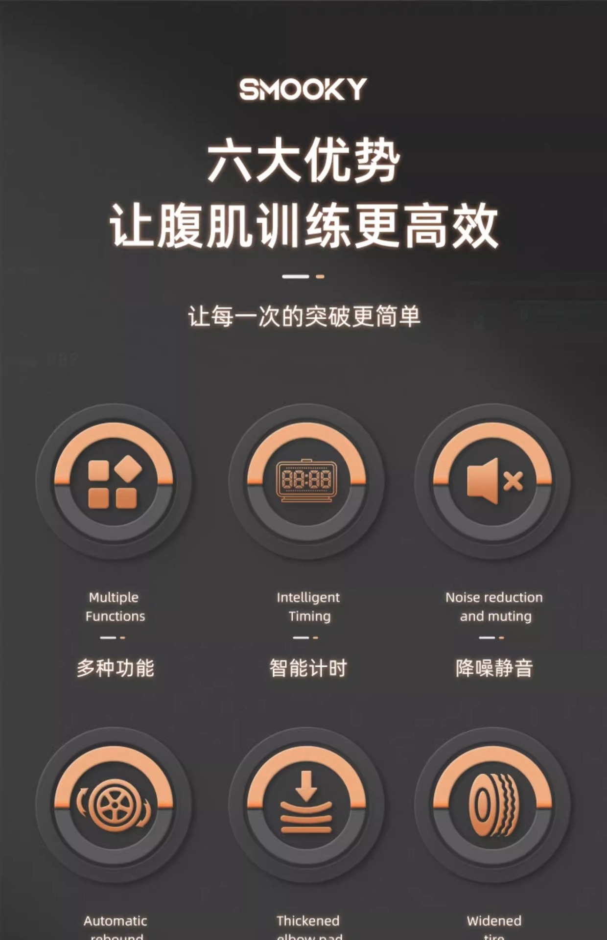 smooky健腹轮肘撑自动回弹收腹卷腹运动练腹肌神器男女家用健身器-阿里巴巴