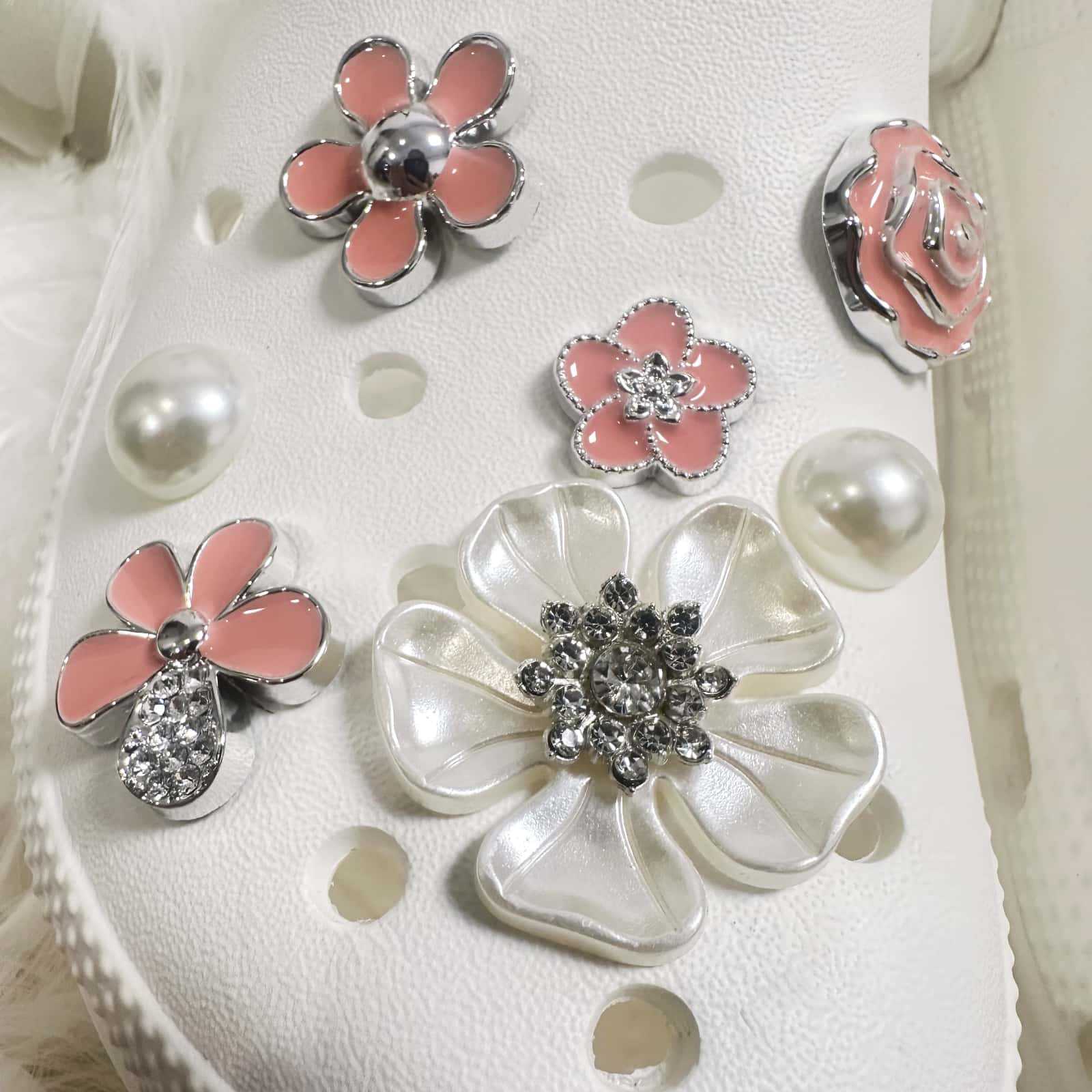 Original New Rose Daisy Crocs Decoration Pearl Flower Diamond Crocs ...