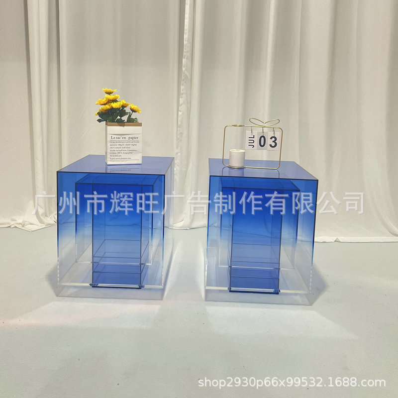 亚克力蓝色红色有机玻璃盒子，各个颜色装饰摆设悬空盒子供应-阿里巴巴