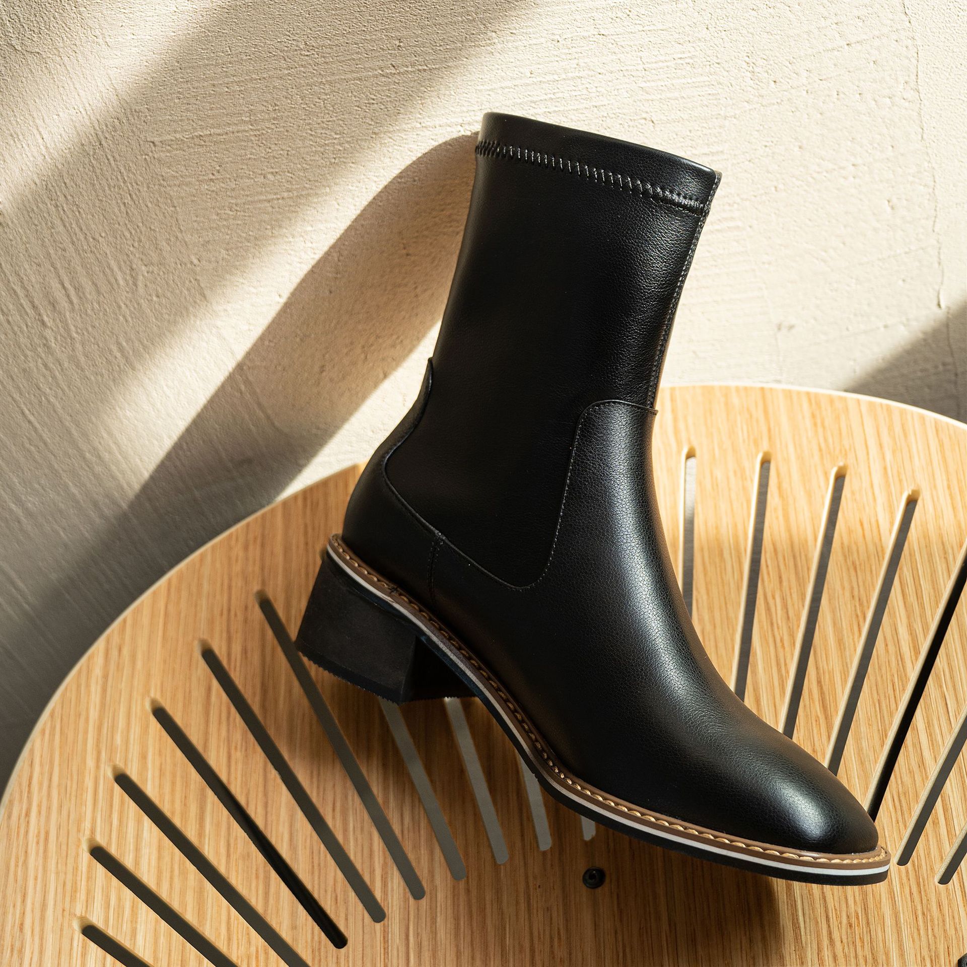 Chiko Square Toe Block Heels Boots