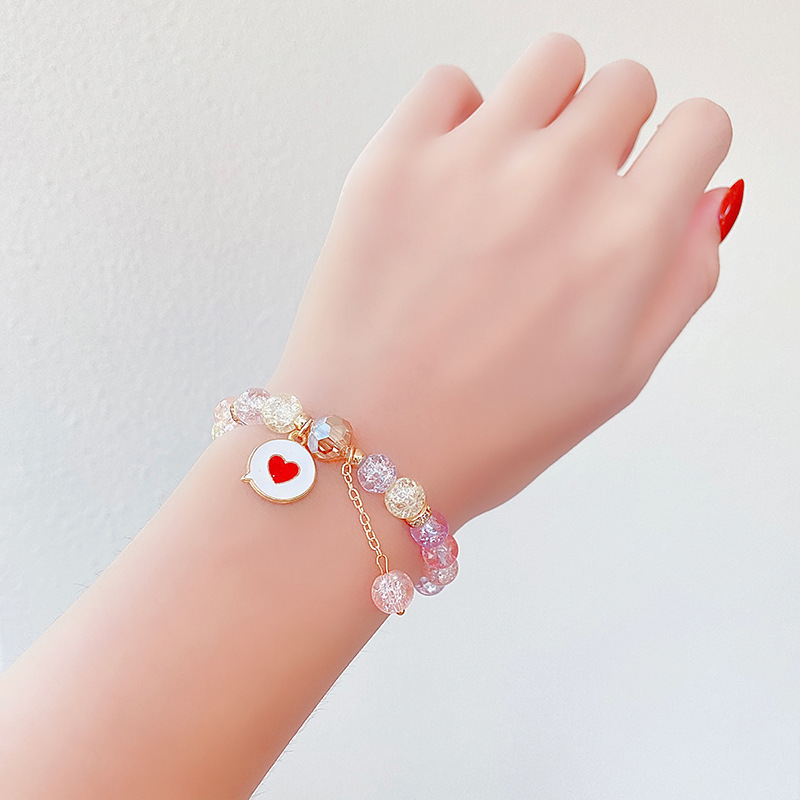 Cartoon children bracelet female baby cute girls princess glass beads ...