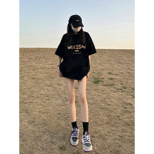 [220g-260g纯棉]短袖t恤女2025春季新款宽松重磅纯棉休闲美式复古-阿里巴巴