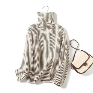 BM&MD&ZA夏新品女装法式慵懒风撞色线设计高领短板针织衫休闲百搭-阿里巴巴