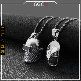 GGCH 朋克风个性帽子面具男士吊坠嘻哈项链 钛钢挂脖首饰学生潮人-阿里巴巴