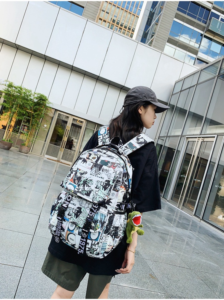 Fashion Comic Letters Large Capacity Campus Street Backpack
