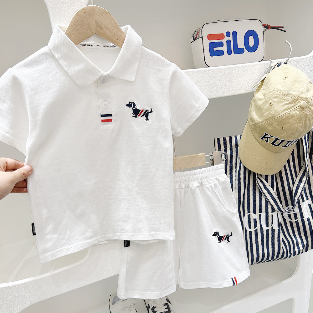男童夏装套装2025新款中大童短裤儿童刺绣运动短袖Polo休闲两件套-阿里巴巴