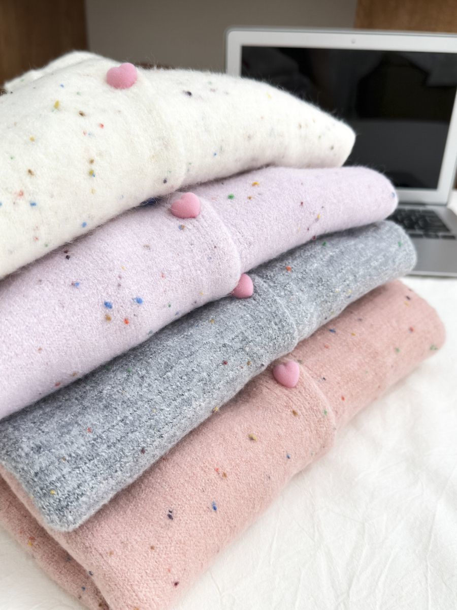 韩系复古点彩圆领针织开衫上衣女2024秋冬感时尚洋气毛衣外套-阿里巴巴