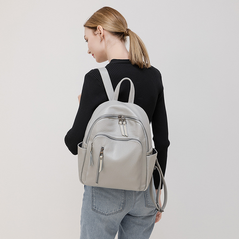 Backpack women's new trendy pu soft leather women's bag, fashionable ...