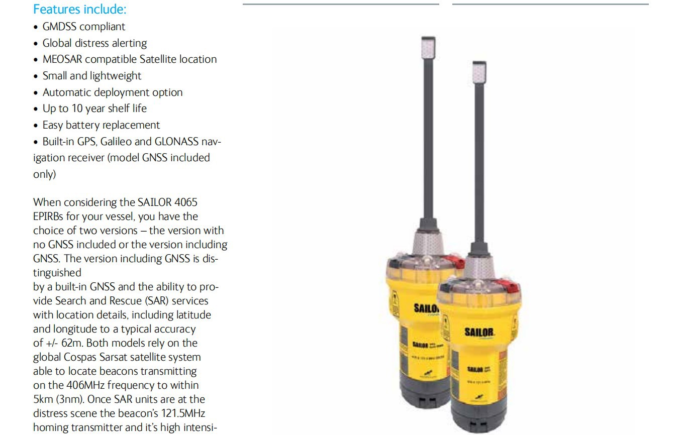 丹麦水手 SAILOR 4065 EPIRB船用应急无线电示位标 GMDSS遇险搜救-阿里巴巴