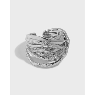 112韩版ins小众设计感多层线条缠绕纹理质感S925纯银开口戒指女-阿里巴巴