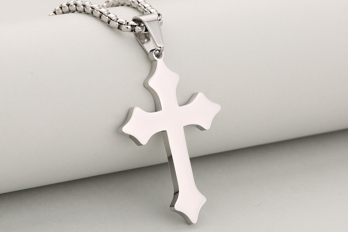 跨境欧美亚马逊 简约光面复古时尚不锈钢个性宗教十字架男士吊坠-阿里巴巴