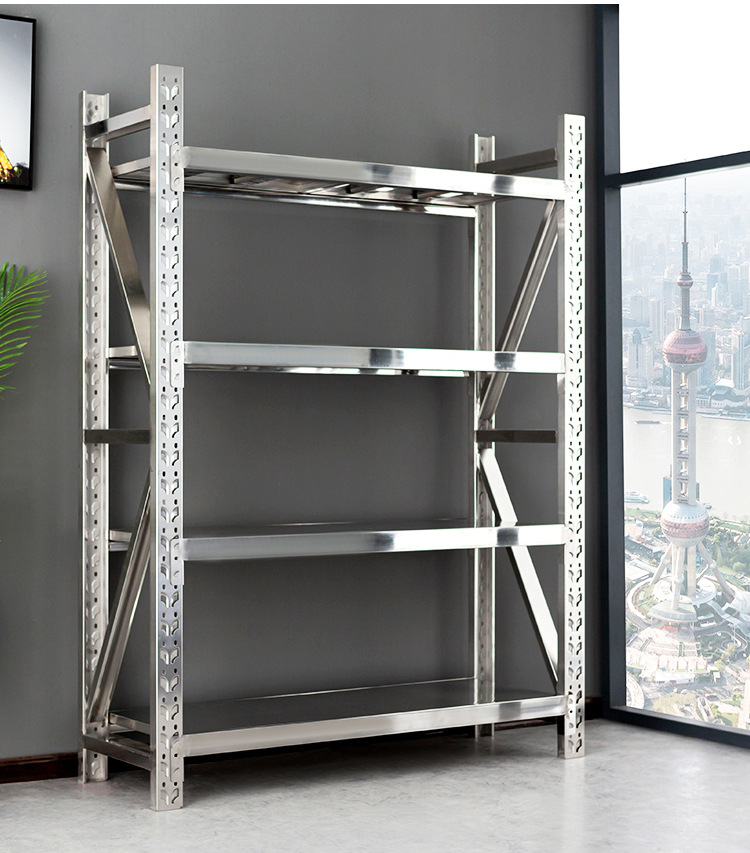 304不锈钢重型货架仓库仓储多层储物架冷库地下室商用置物架加厚-阿里巴巴