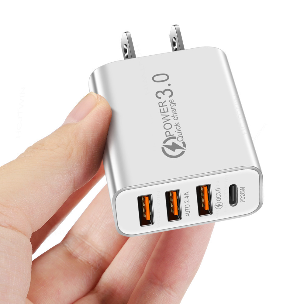 新款跨境批发3USB+PD Type-c 手机充电器 多USB接口旅行充电头-阿里巴巴
