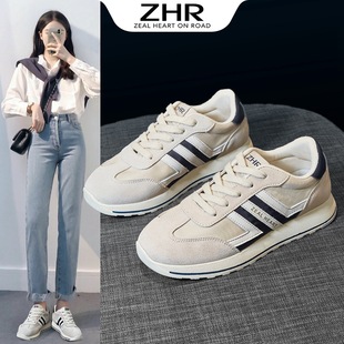 ZHR百搭舒适女鞋2023春秋新款休闲软底运动鞋潮复古平底小白鞋-阿里巴巴