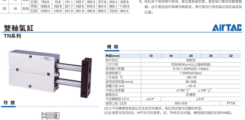 亚德客双轴双杆气缸TDA/TN20/25X10/30/40/60/70/80/100/125/150S-阿里巴巴