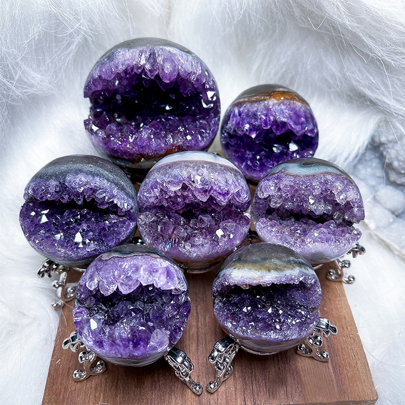 Natural purple crystal cluster open smile purple crystal hole ...