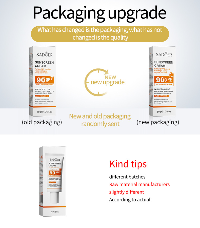 全英文防晒霜SADOER抗光老修护防晒霜SPF90+清爽防紫外线跨境外贸-阿里巴巴