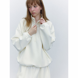 【玳禾】秋季新款休闲双面立领半拉链宽松纯色百搭长袖卫衣H9276-阿里巴巴