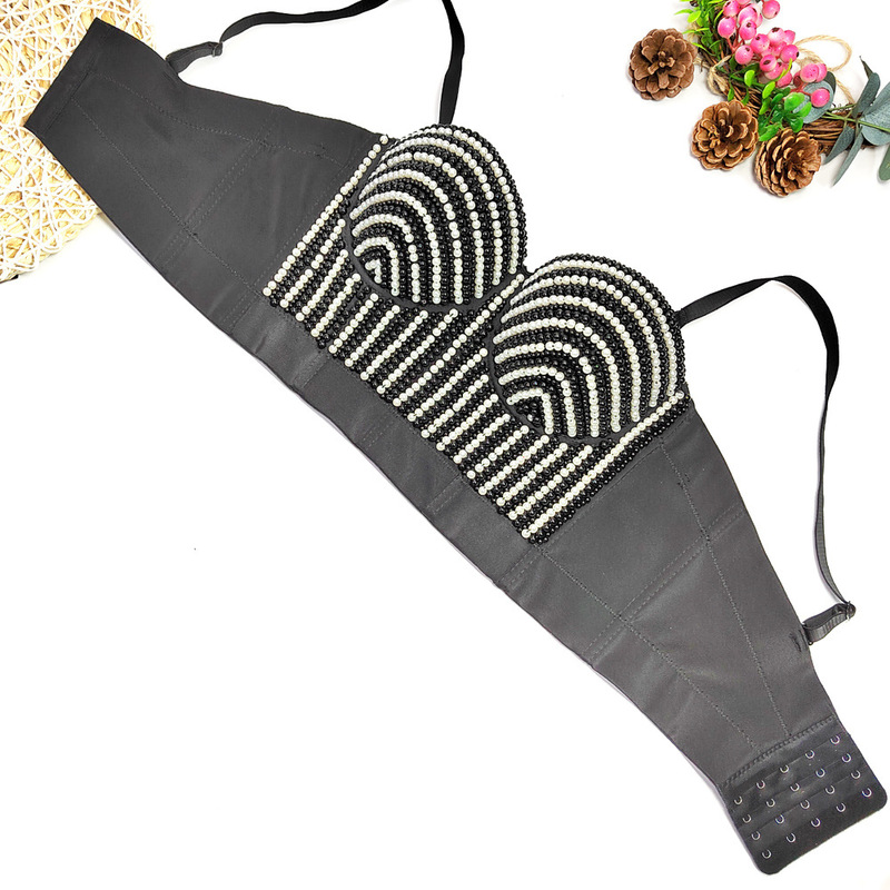 Black and white contrast color pearl condole belt of French ...