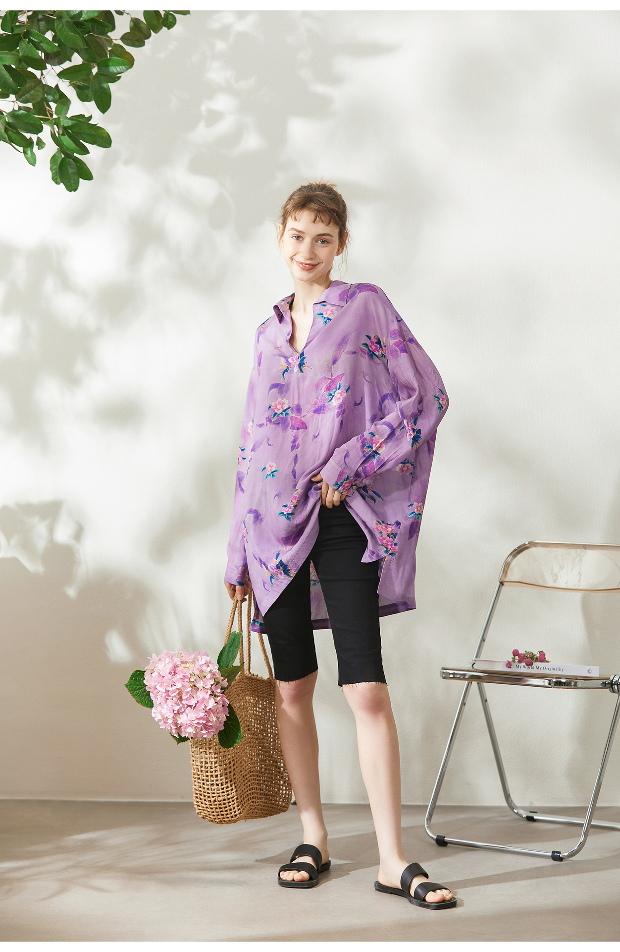 厂家直销米可帛恩休闲印花衬衫帅气中长款开衫秋季新款上衣83732A-阿里巴巴