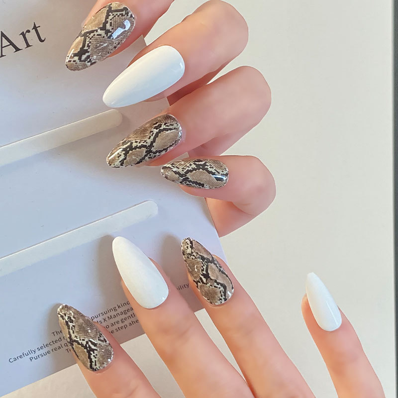 欧美风蛇纹辣妹款网红爆款可拆卸穿戴甲纯手工原创可重复利用美甲-阿里巴巴