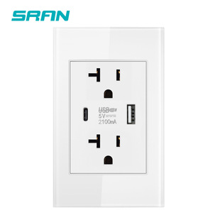 美规插座北美玻璃面板美式双联T型美标电源插座美国墙壁开关-阿里巴巴