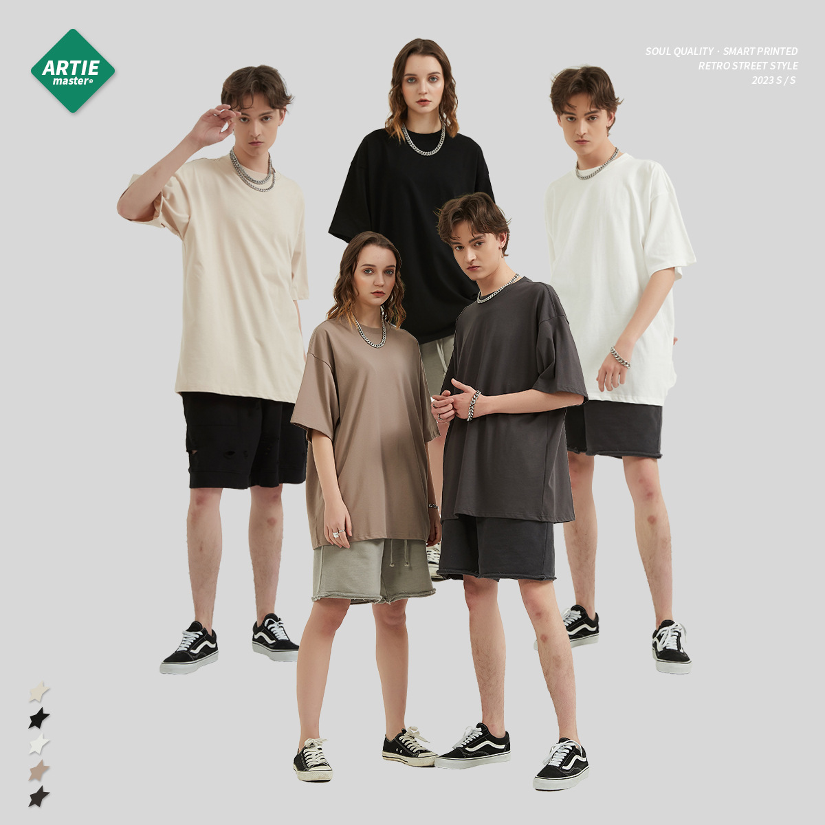 ARTIE Men's | Double Yarn 230g Cotton Solid Color Blank Short Sleeve T-Shirt Men's factory drop ...