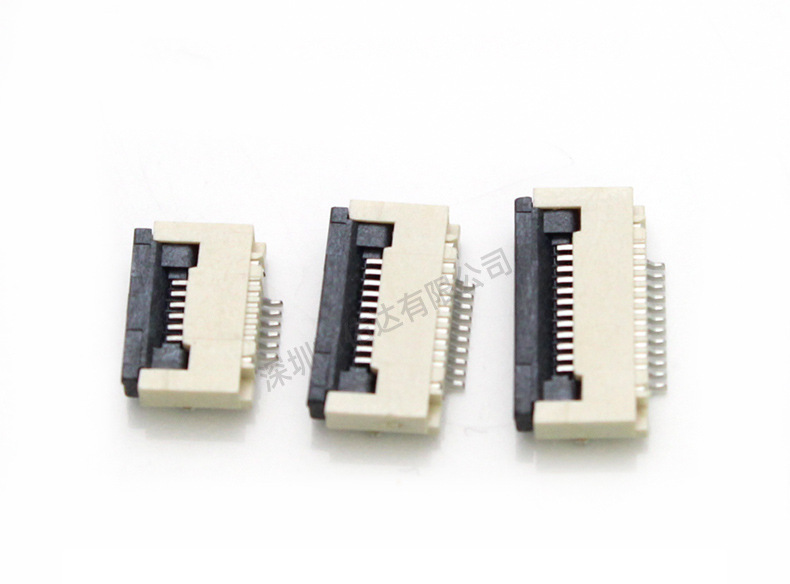 fpc连接器翻盖下接0.5mm ffc扁平软排线插座4p6p7p掀盖式卧贴座子-阿里巴巴