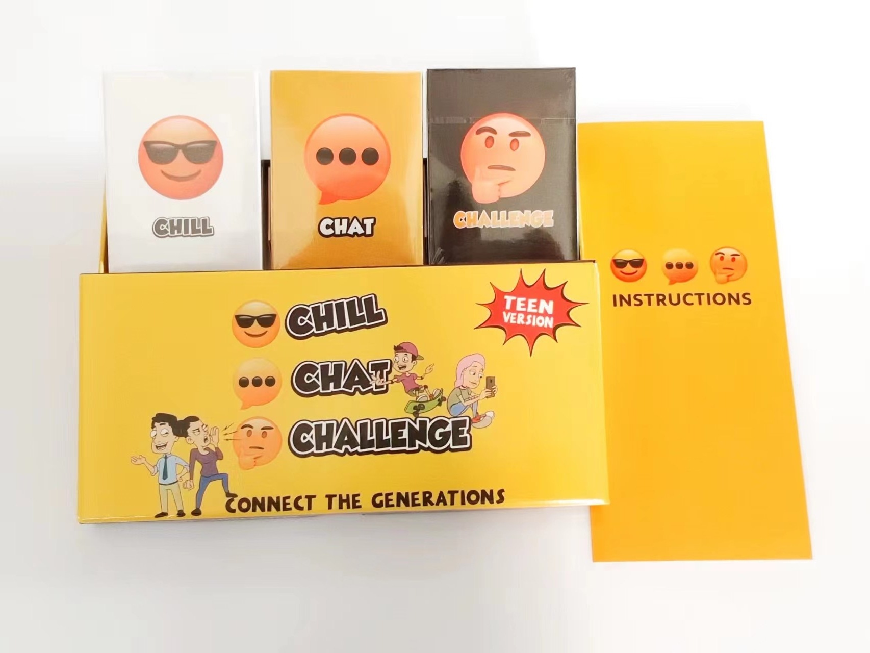 英文热卖表情包三合一chill chat challenge亲子互动家庭桌游戏-阿里巴巴