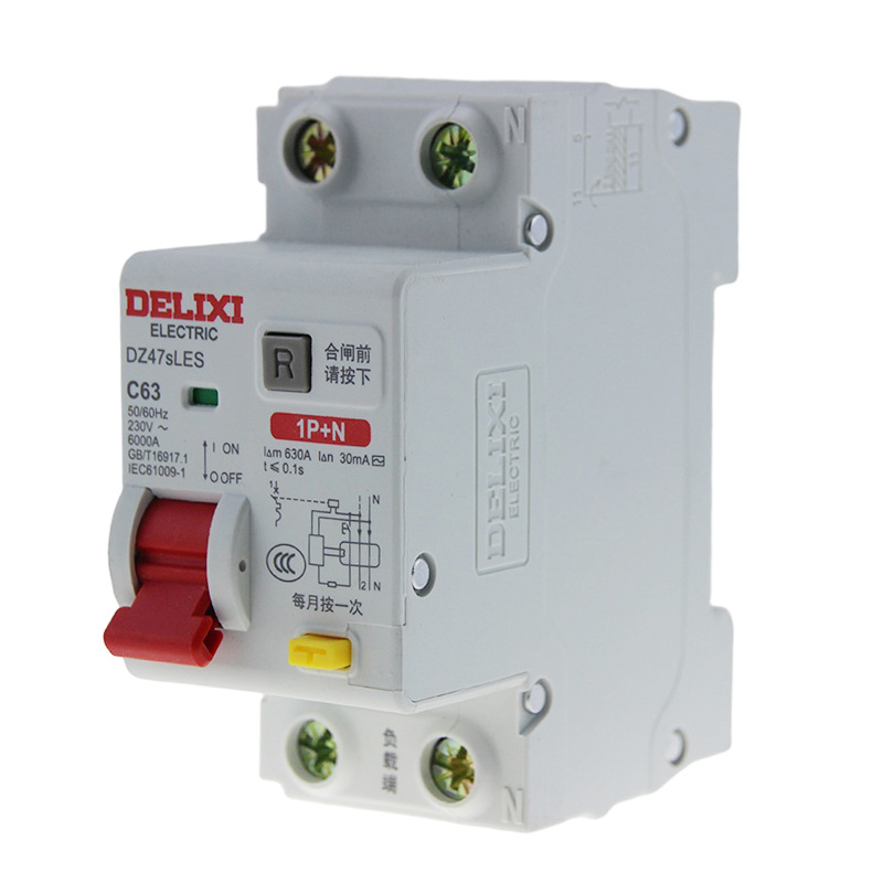 得力西漏电保护1P+N家用小体积空气开关带漏电保护器DZ47sLES窄型-阿里巴巴