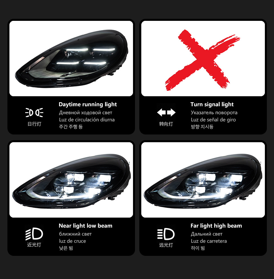 专用于10-17年帕拉梅拉大灯总成Palamera改装新款四透镜LED日行灯-阿里巴巴