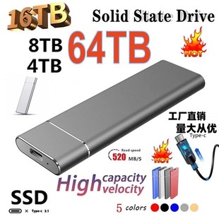 跨境外贸黑色SSD移动固态硬盘扩容64TB type-c接口高速外置硬盘1T-阿里巴巴
