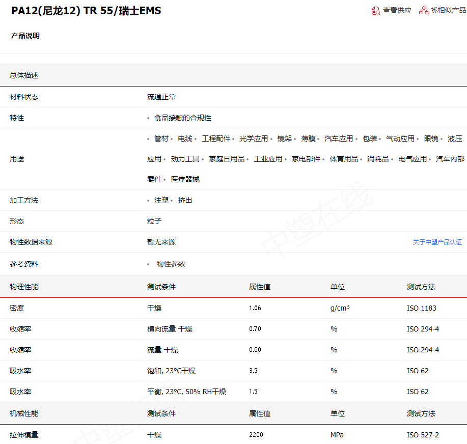 PA12(尼龙12) TR 55/ TR 90瑞士EMS 注塑级 耐高温 汽车部件-阿里巴巴