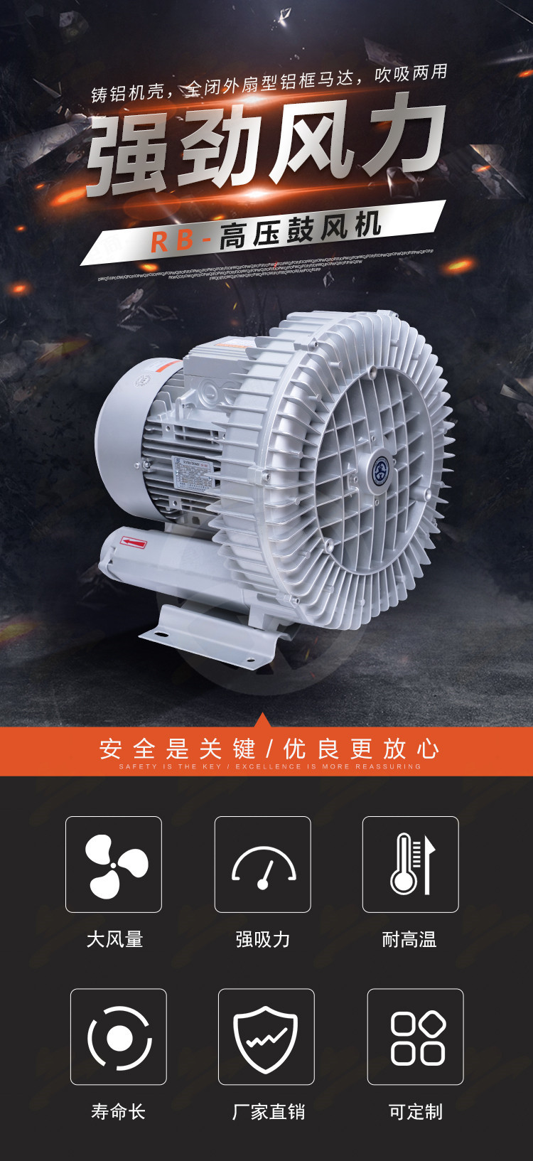 全风环保RB-91D高压鼓风机 发酵送风抽气旋涡风机 大风量高压风机-阿里巴巴