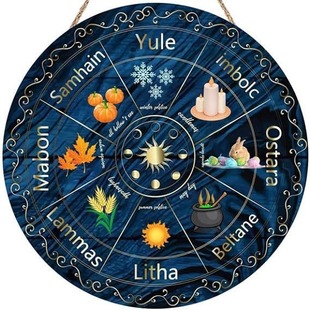 跨境新款年度之轮木质标志北欧异教标志女巫符文木刻板 假期 日历-阿里巴巴