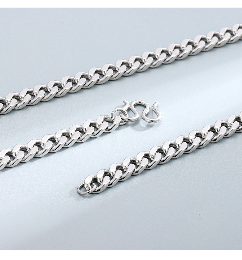 S925纯银精工侧身古巴项链日韩时尚个性嘻哈镀K金男女款跨境热销-阿里巴巴