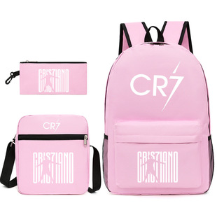 新跨境CR7C罗青少年时尚双肩包单肩包笔袋儿童学生书包3件套批发-阿里巴巴